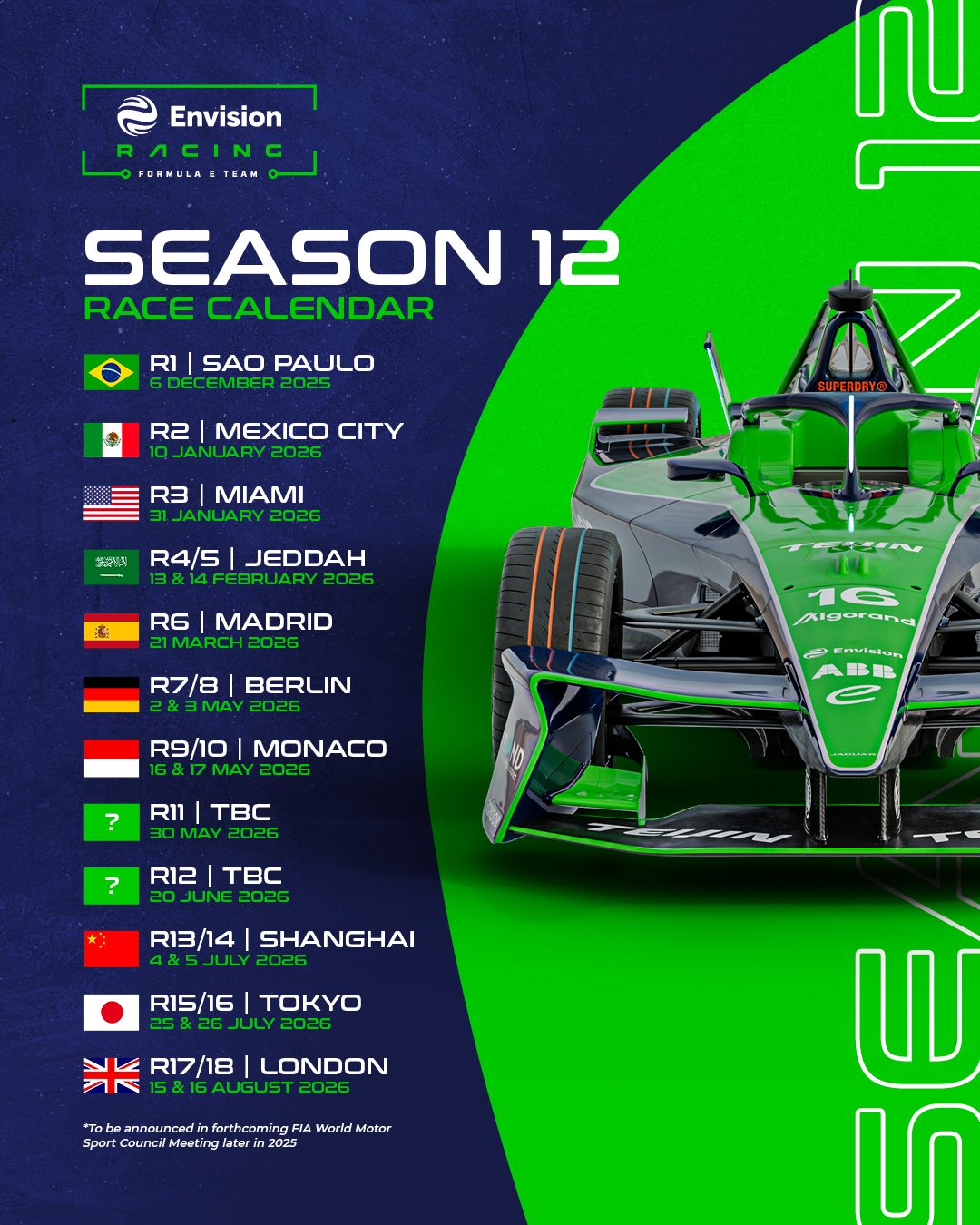 Formula E announce record-breaking calendar for Season 12 with 18 races ...